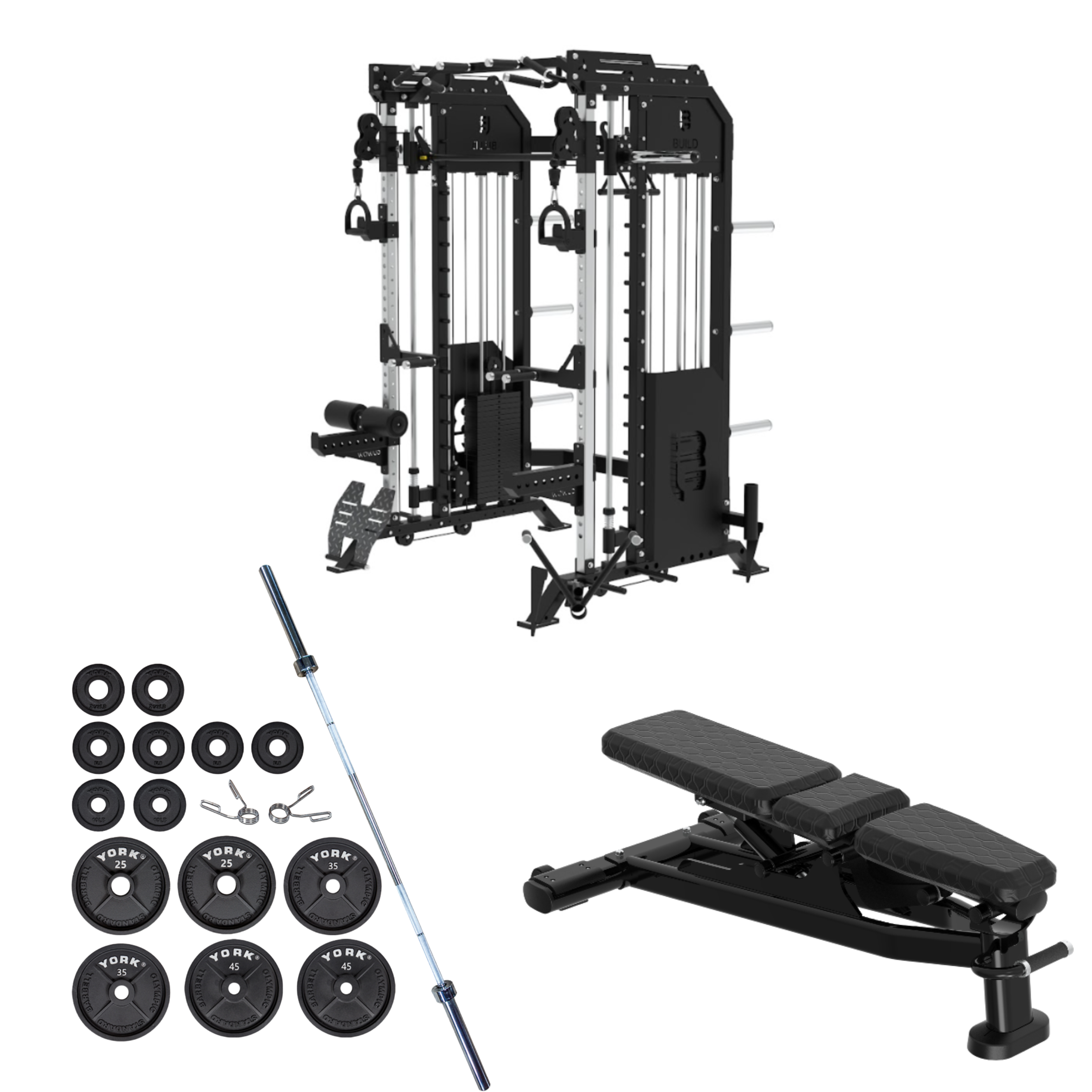 Zaia Elite All-In-One Strength Bundle — Power Rack Pro + Adjustable Be ...